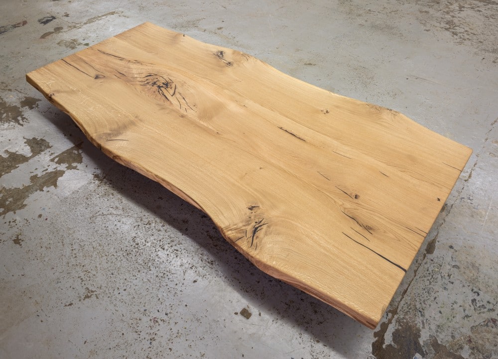 Tischplatte Eiche massiv rustikal mit Baumkante 200x80x4 cm